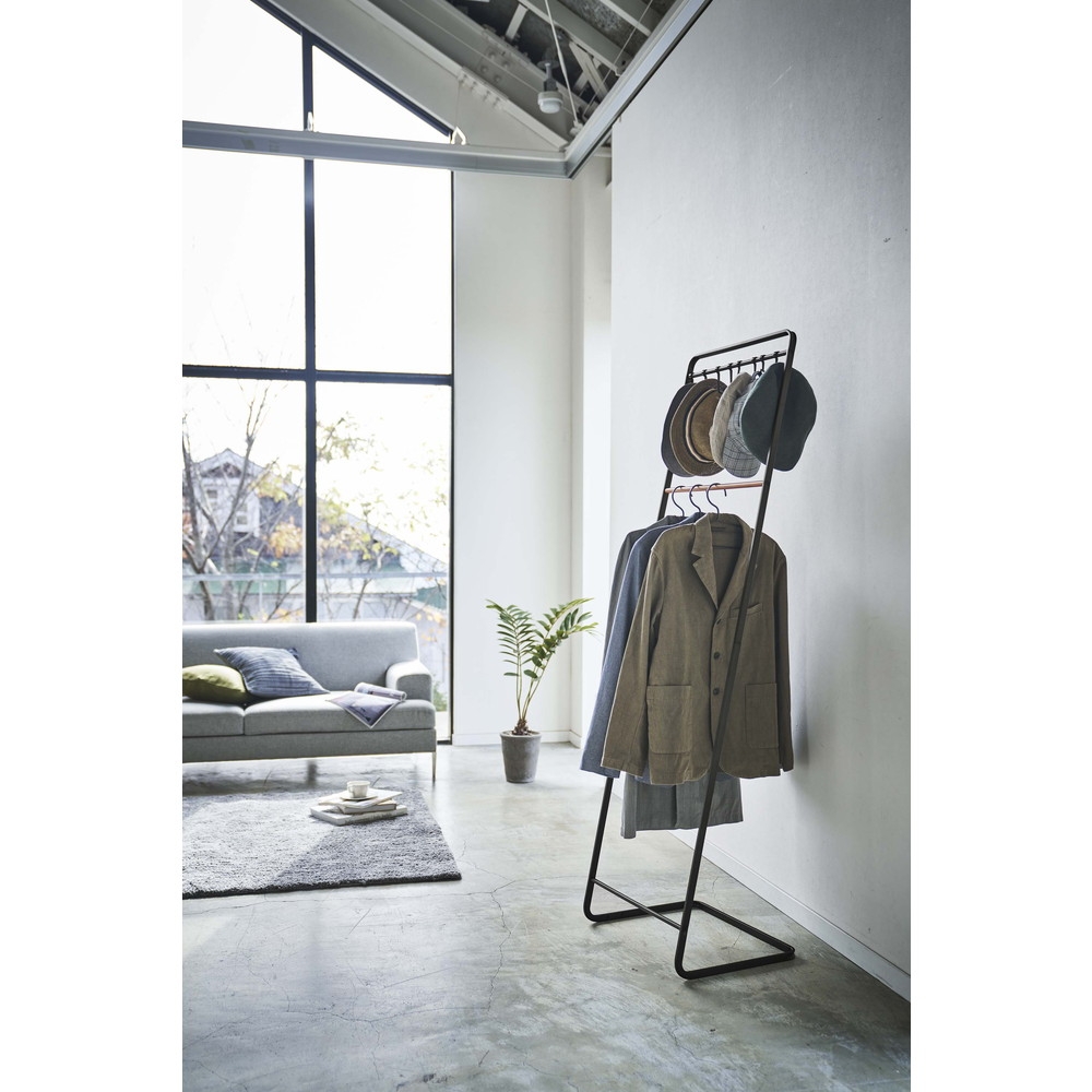 帽子収納フック付き コートハンガー タワー ブラック | Giftpad egift